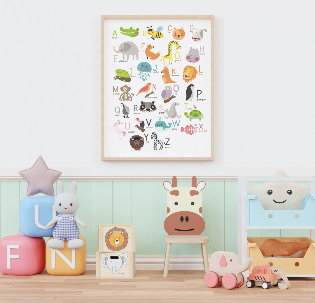 Animal Alphabet Wall Decor, Nursery Animal Alphabet Room Poster ...