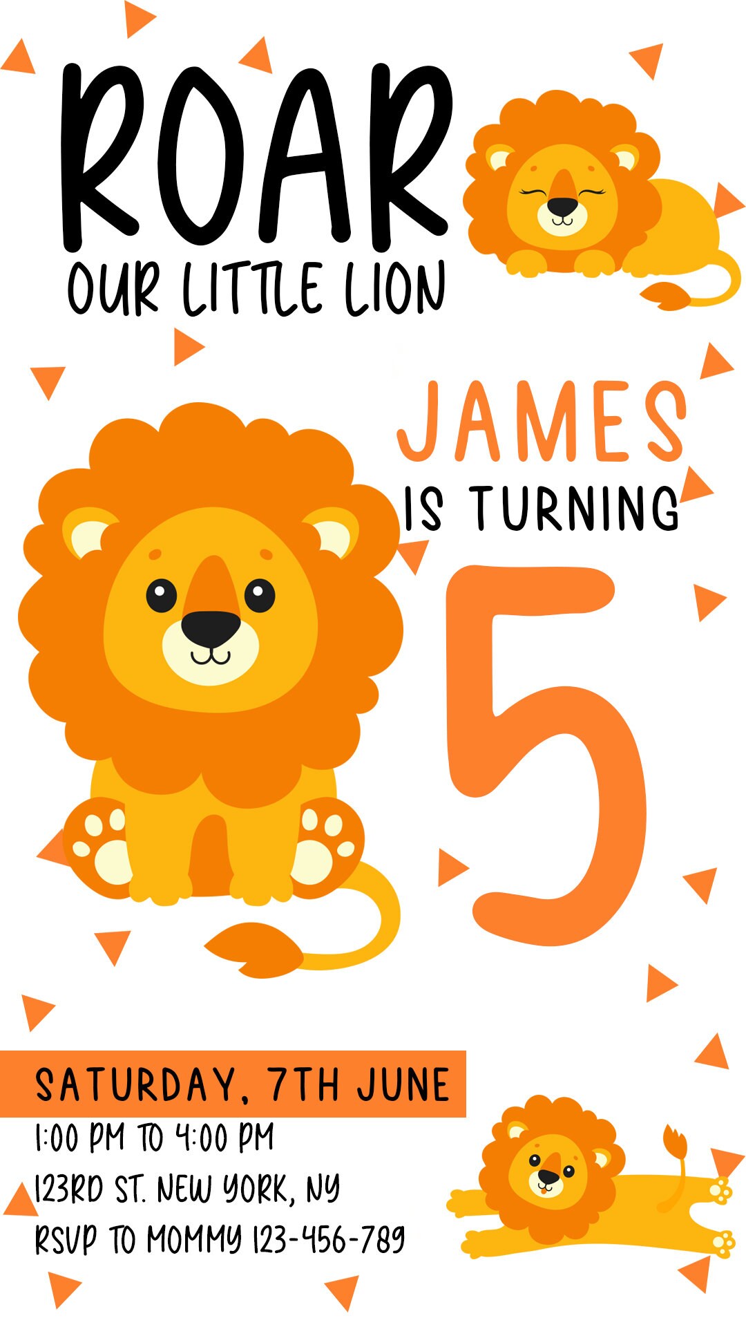 Lion Invitation, Lion Birthday Invitation, Forest Animals Birthday ...