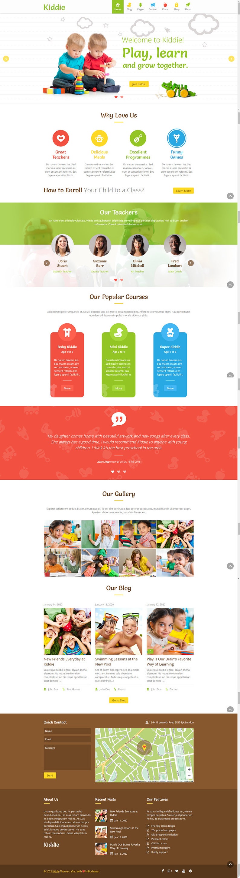 Kids Daycare Preschool Website Design - Wordpress - Without Domain Name ...