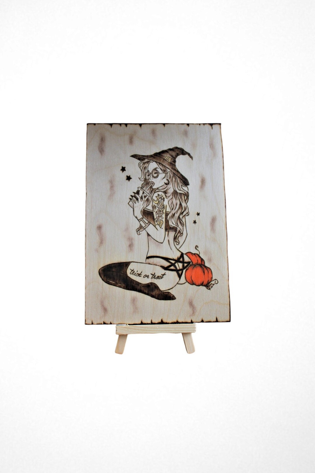 Pyrography Painting Sexy Witch's Drink, Pyrography on an A5 Format ...