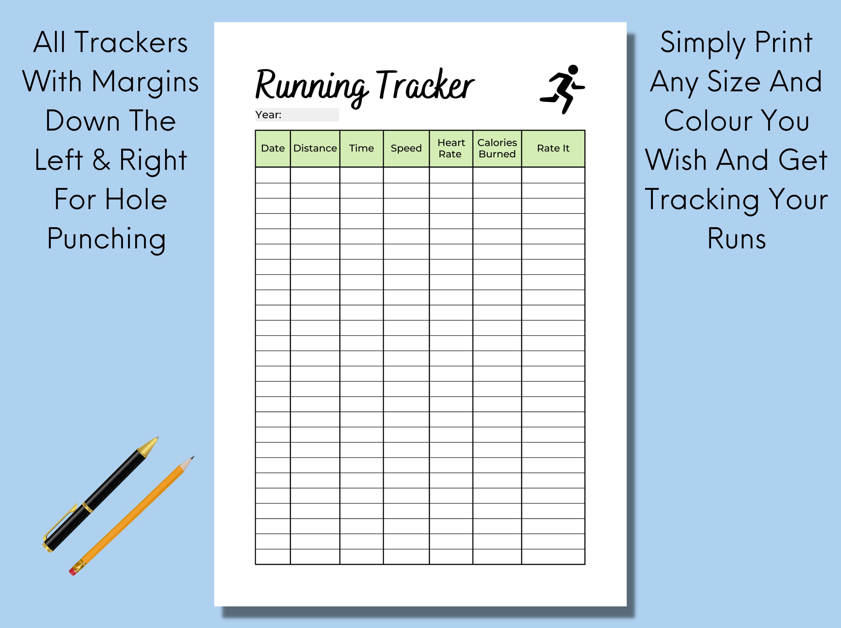 Running Tracker Printable, Jogging Log, Running Download, Runner Wall ...