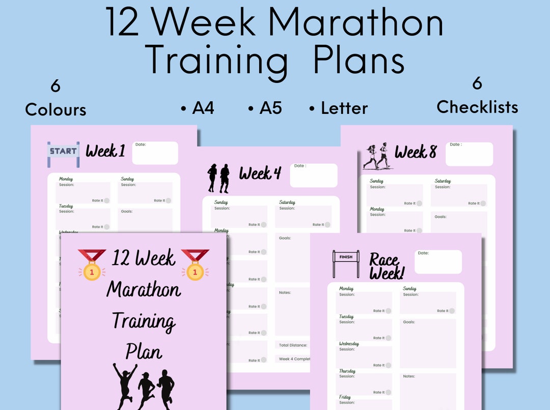 12 Week Marathon Training Plan, Checklist for Marathon, Runner Training ...