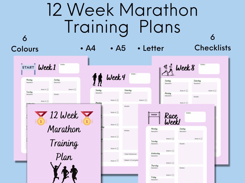 12 Week Marathon Training Plan, Checklist for Marathon, Runner Training ...