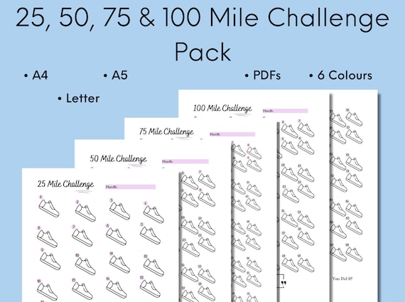Mile Challenge Pack Printable Running or Walking Challenge - Etsy