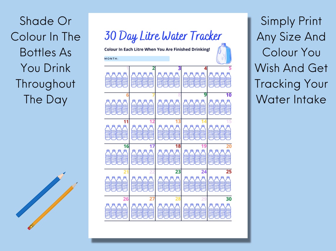 30 Day Step Tracker Printable, 30 Day Water Log, Water Intake Tracker ...