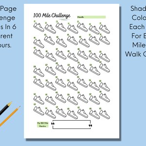 100 Mile Challenge Printable, Walking or Running Challenge Tracker ...