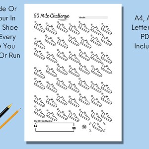 50 Mile Challenge Printable, Running or Walking Challenge Tracker ...