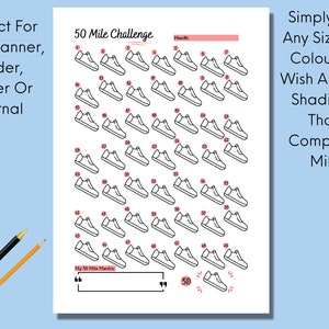 50 Mile Challenge Printable, Running or Walking Challenge Tracker ...