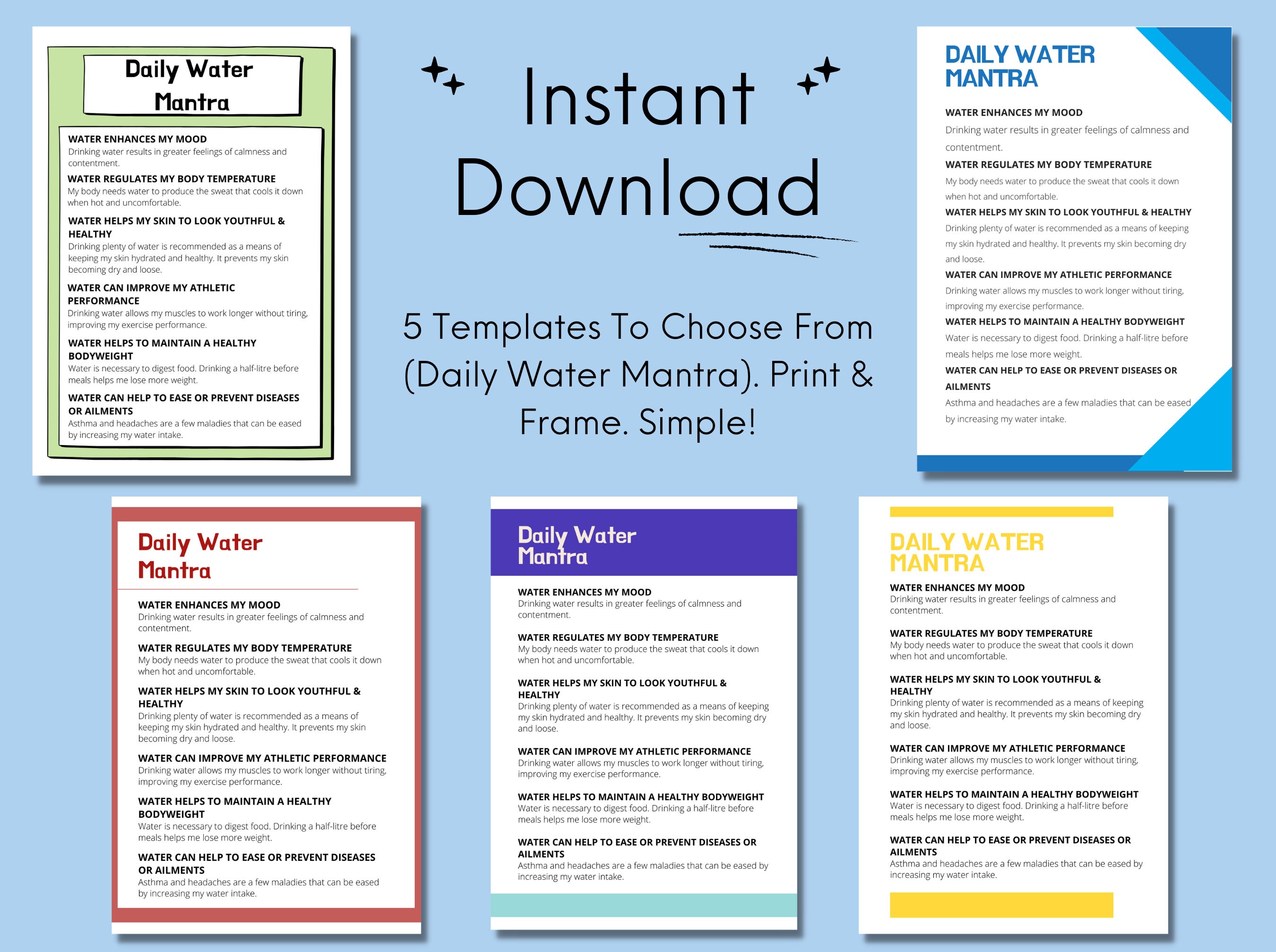 Drink More Water, 30 Day Water Tracker, Monthly Water Challenge ...