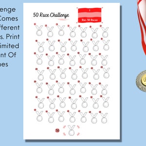 50 Race Challenge Printable, Running Challenge Tracker, Running ...