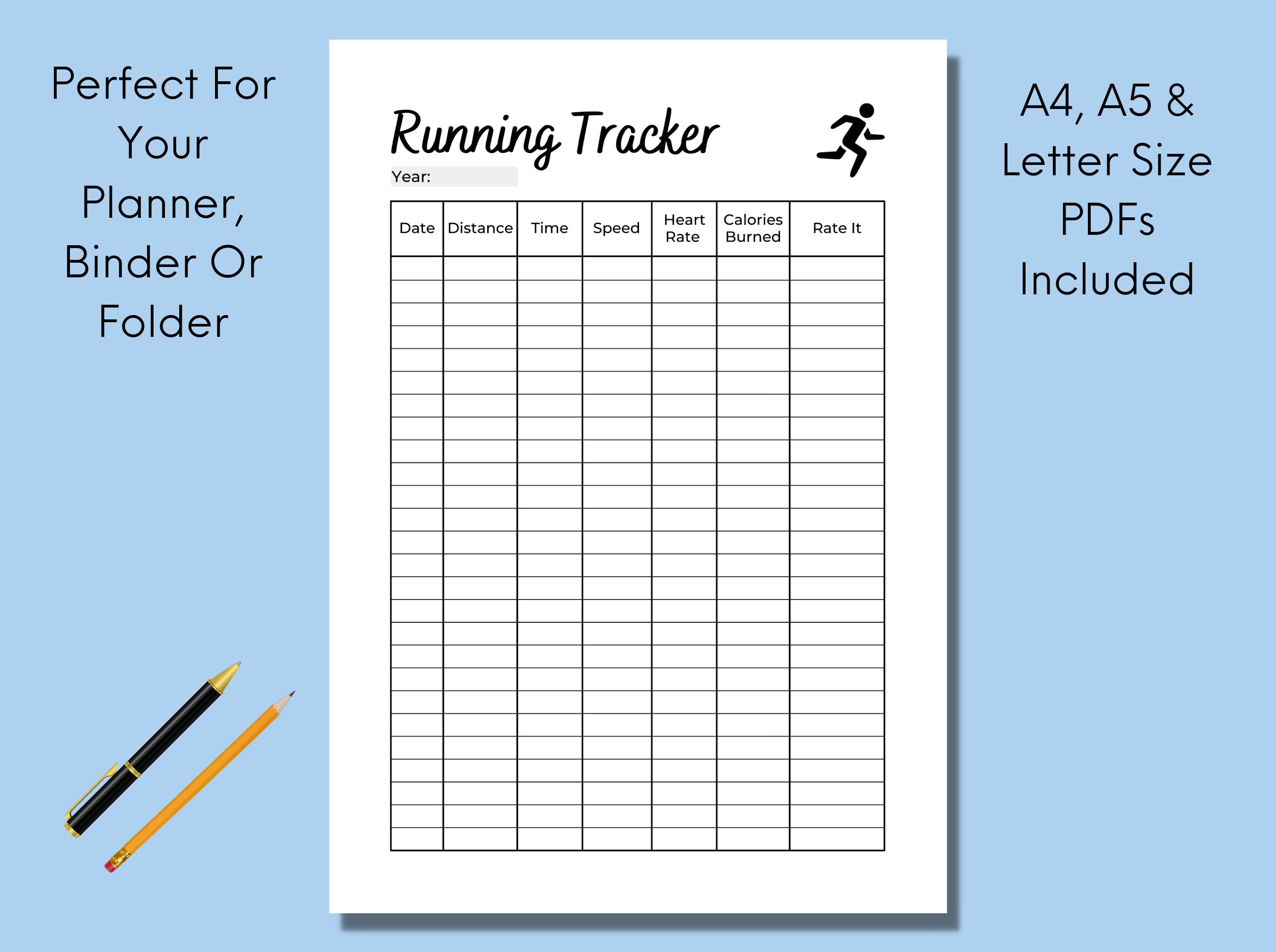 Running Tracker Printable, Jogging Log (digital Download) - Etsy