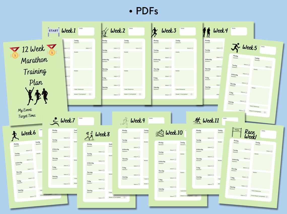 12 Week Marathon Training Plan, Checklist for Marathon, Runner Training ...