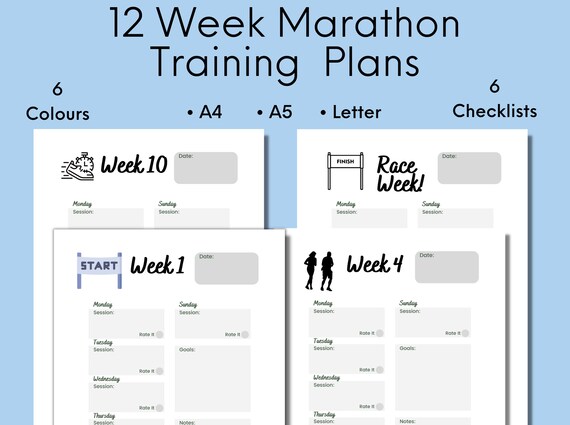 12 Week Marathon Training Plan Checklist for Marathon Runner | Etsy