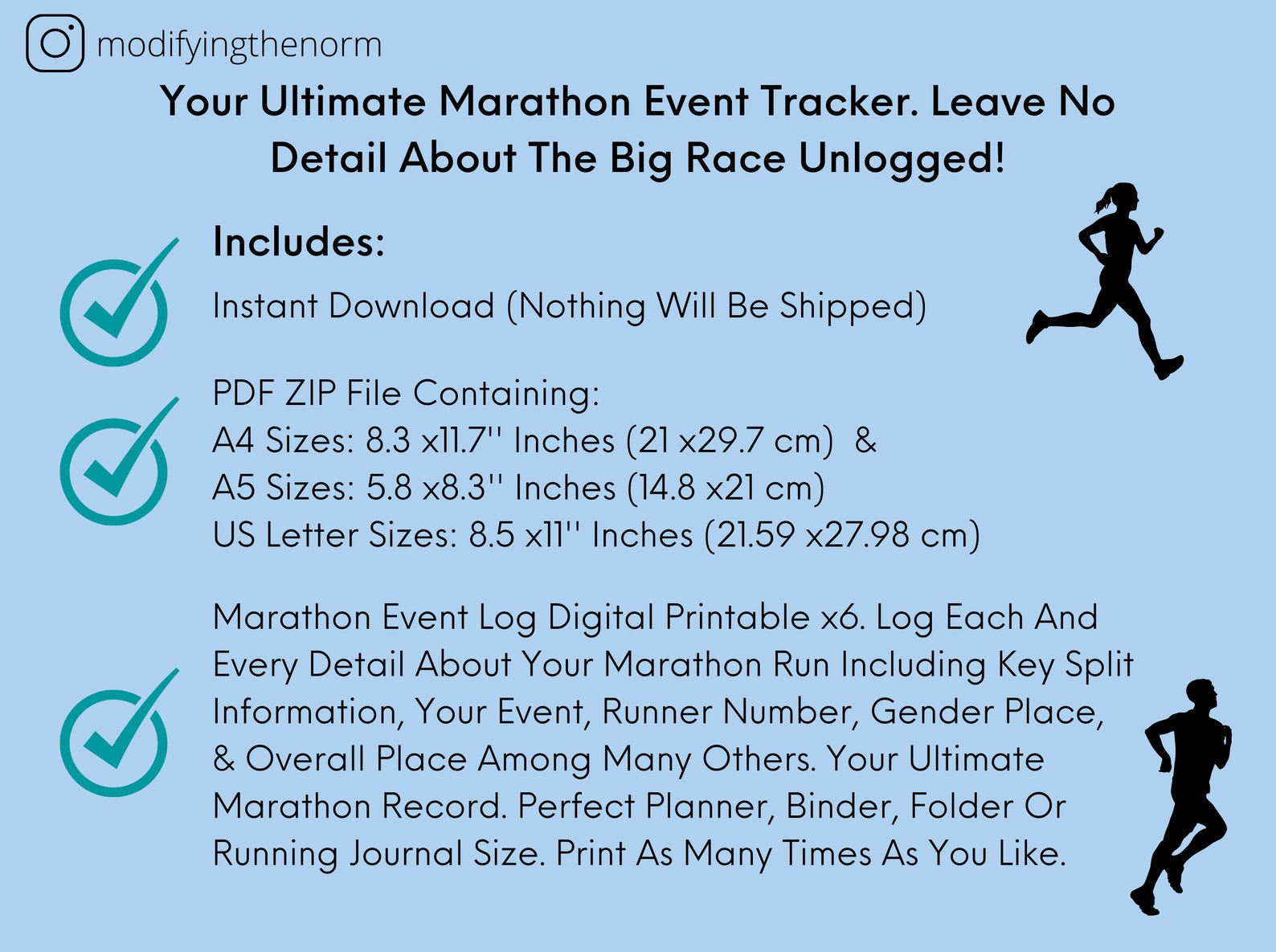 Marathon Tracker Printable, Running Log, Race Log for Marathon ...