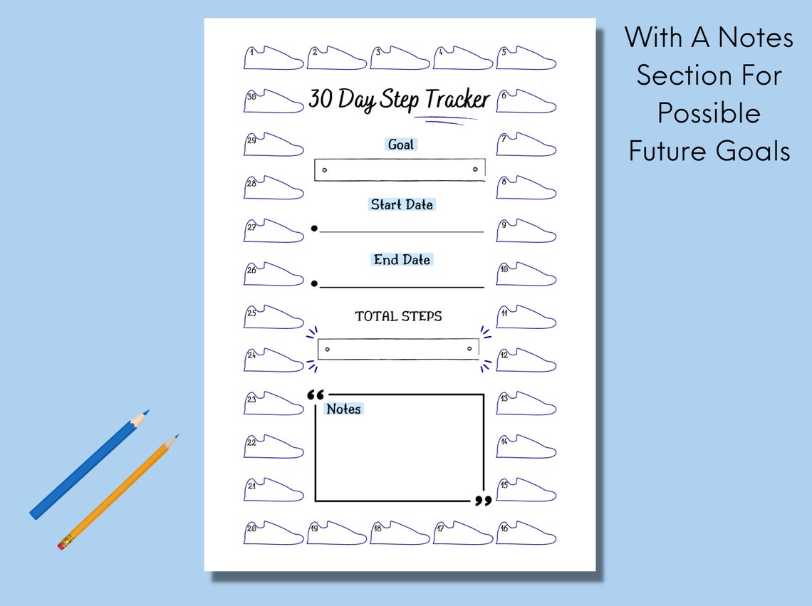30 Day Step Tracker Printable, Step Count Challenge, Walking Tracker ...