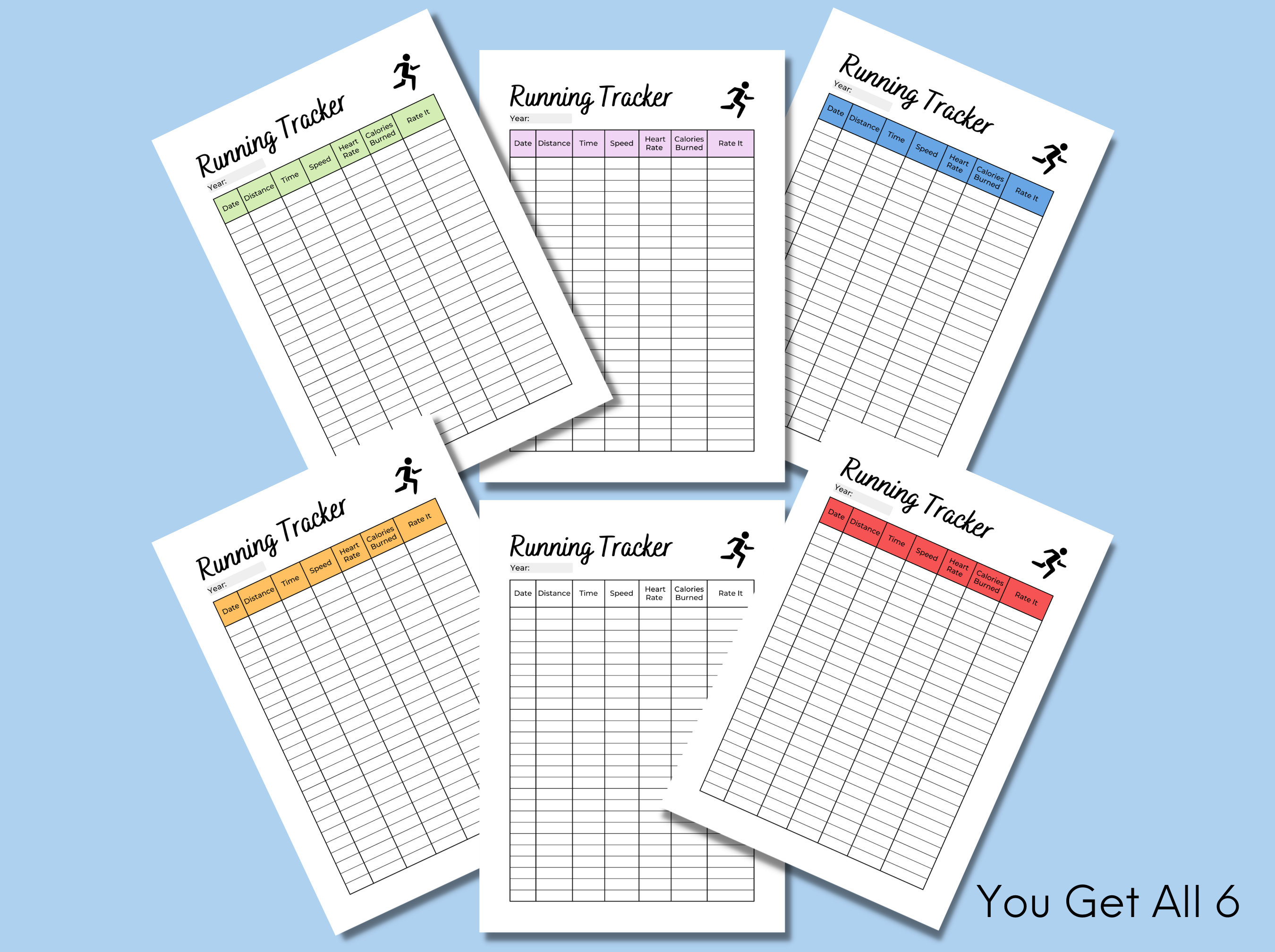 Running Tracker Printable, Jogging Log, Running Download, Runner Wall ...