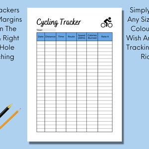 Cycling Tracker Printable, Biking Log, Gift for Cyclist, Inspirational ...