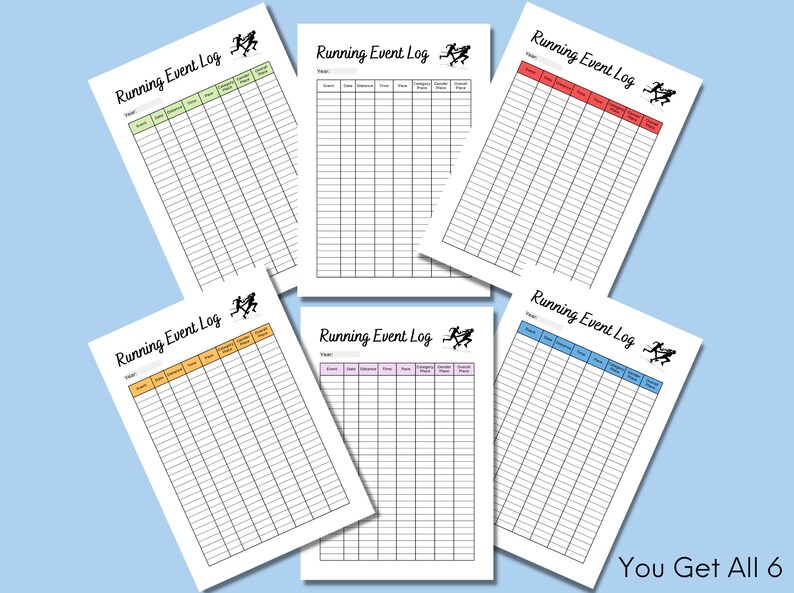 Running Event Log, Running Tracker Printable, Race Log for Runner ...