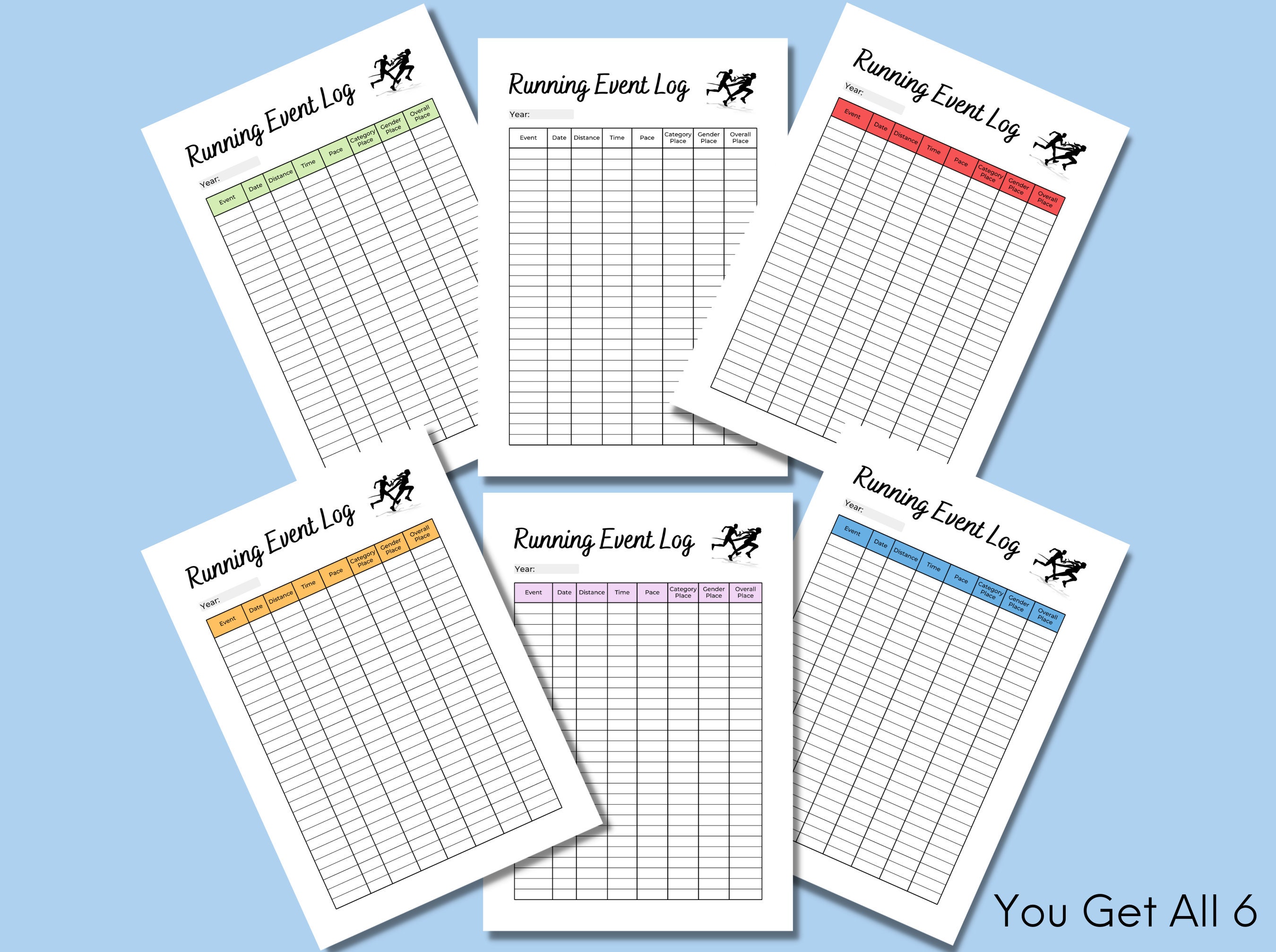 Running Event Log, Running Tracker Printable, Race Log for Runner ...