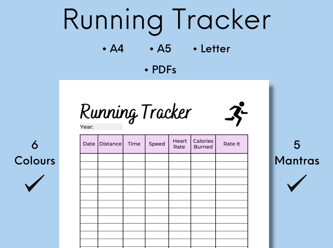 Running Tracker Printable, Jogging Log, Running Download, Runner Wall ...