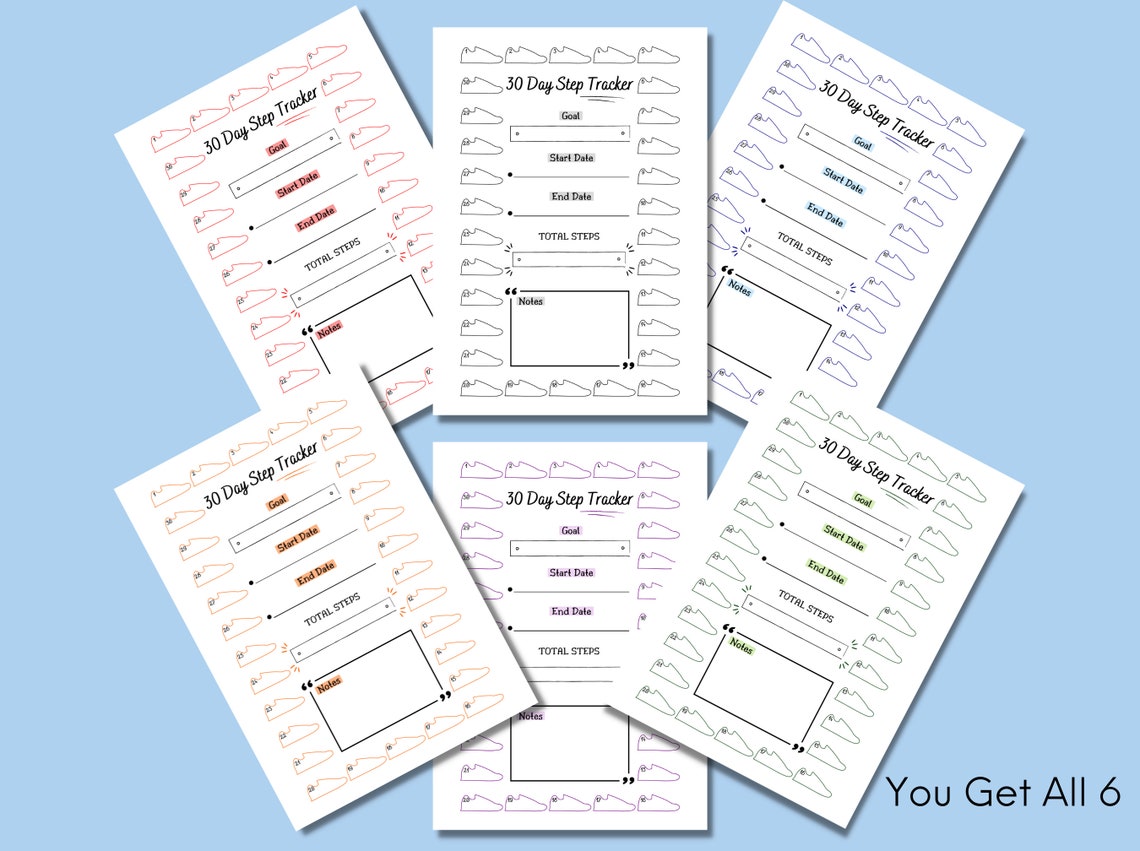 30 Day Step Tracker Printable, Step Count Challenge, Walking Tracker ...
