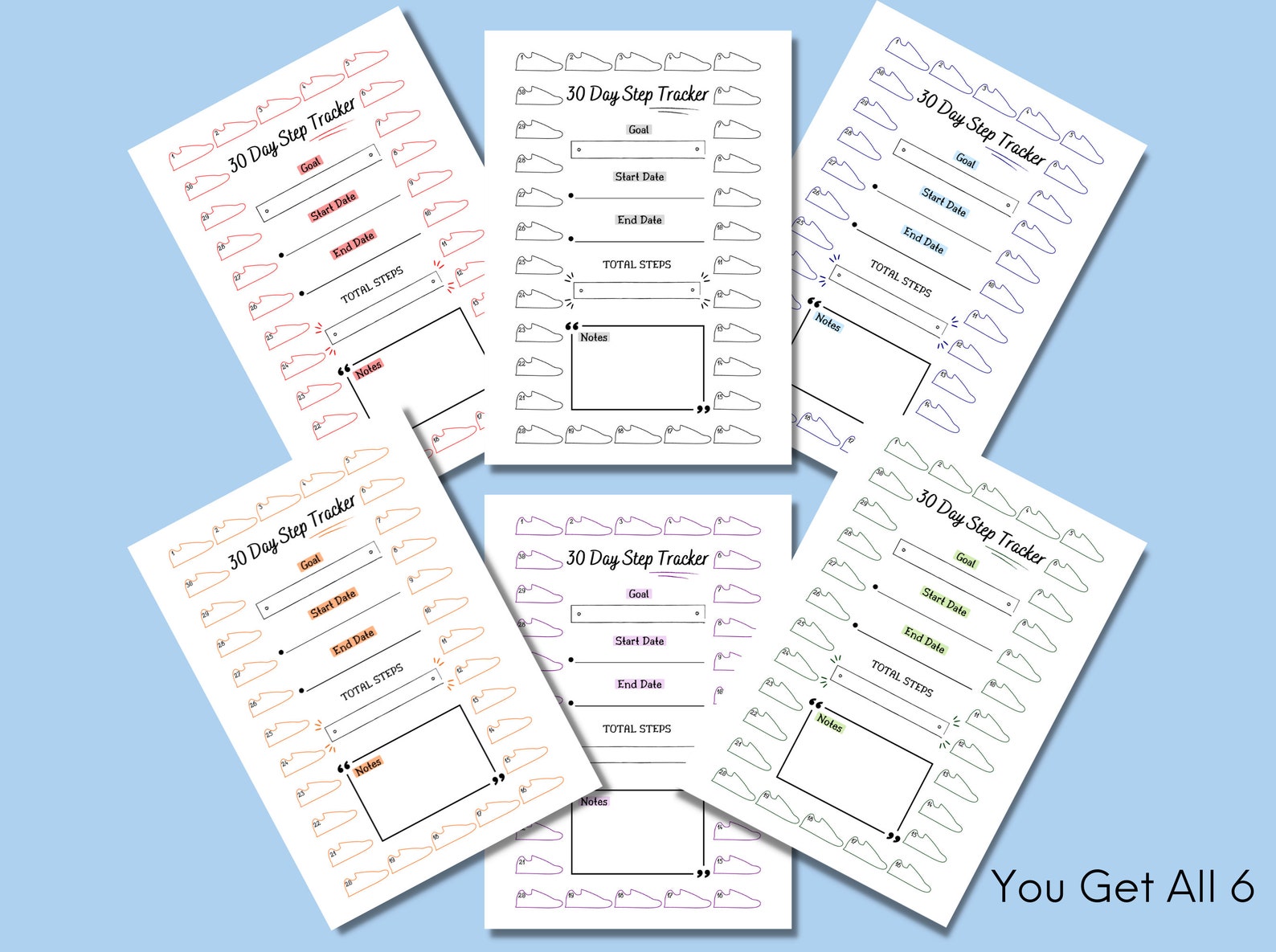 30 Day Step Tracker Printable, Step Count Challenge, Walking Tracker ...
