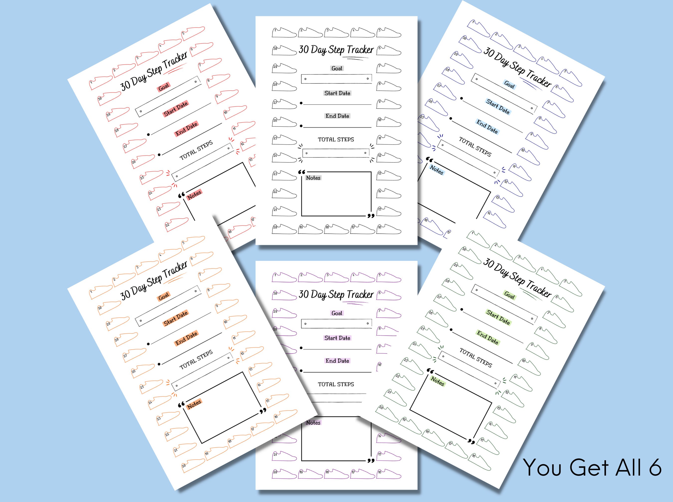 30 Day Step Tracker Printable, Step Count Challenge, Walking Tracker ...