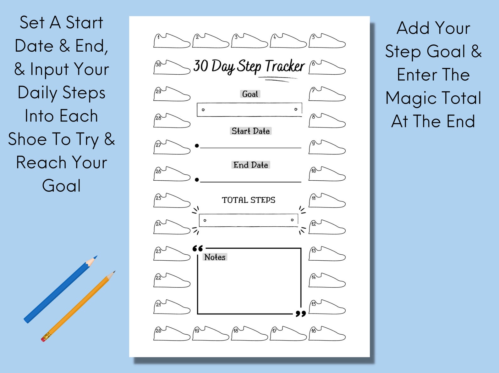 30 Day Step Tracker Printable, Step Count Challenge, Walking Tracker ...