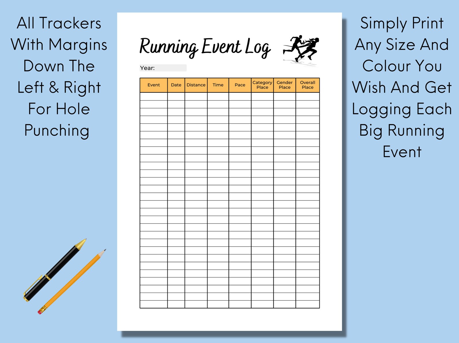 Running Event Log, Running Tracker Printable, Race Log for Runner ...