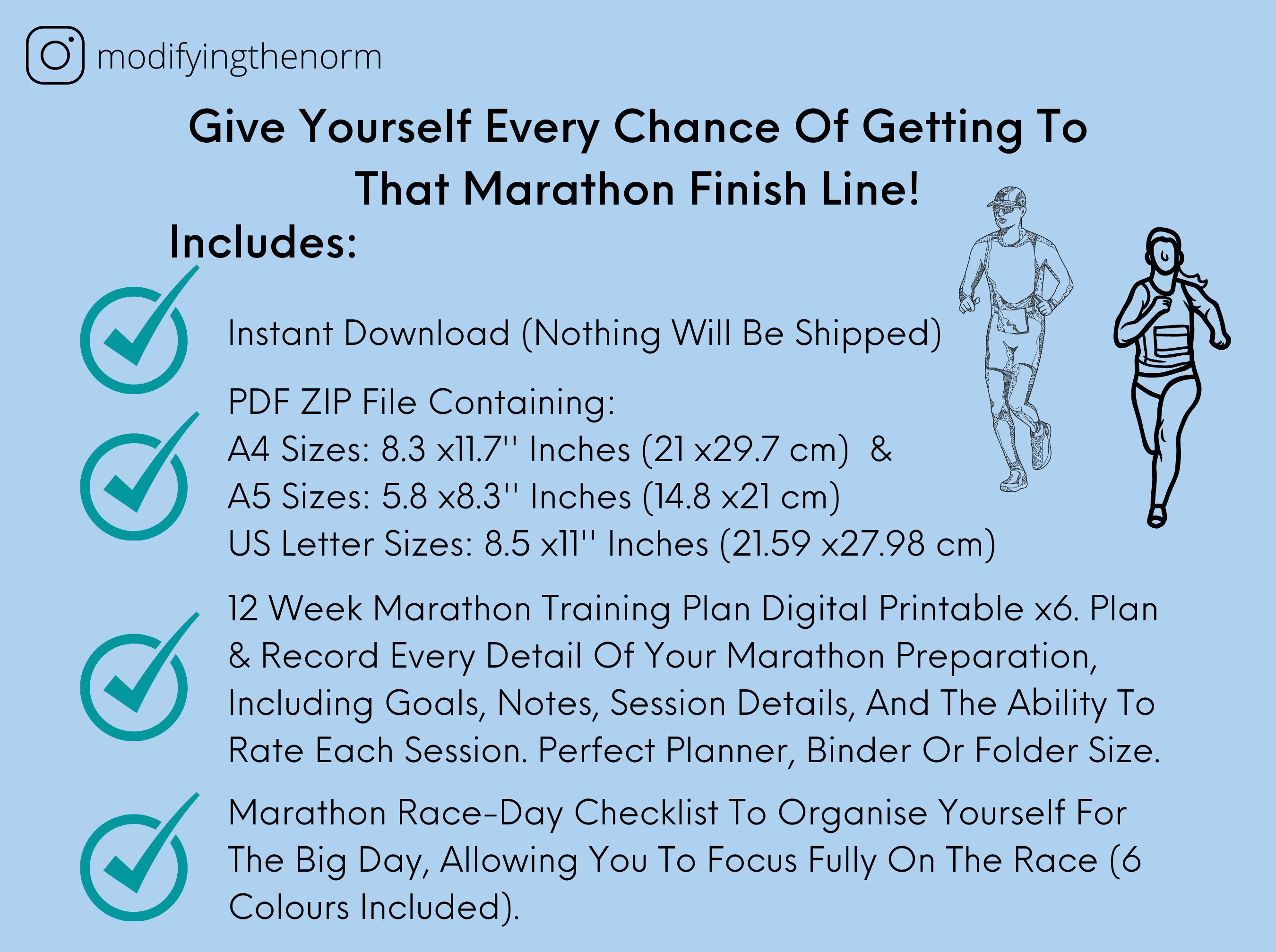 12 Week Marathon Training Plan Checklist for Marathon Runner | Etsy UK