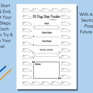 30 Day Step Tracker Printable, 30 Day Water Log, Water Intake Tracker ...