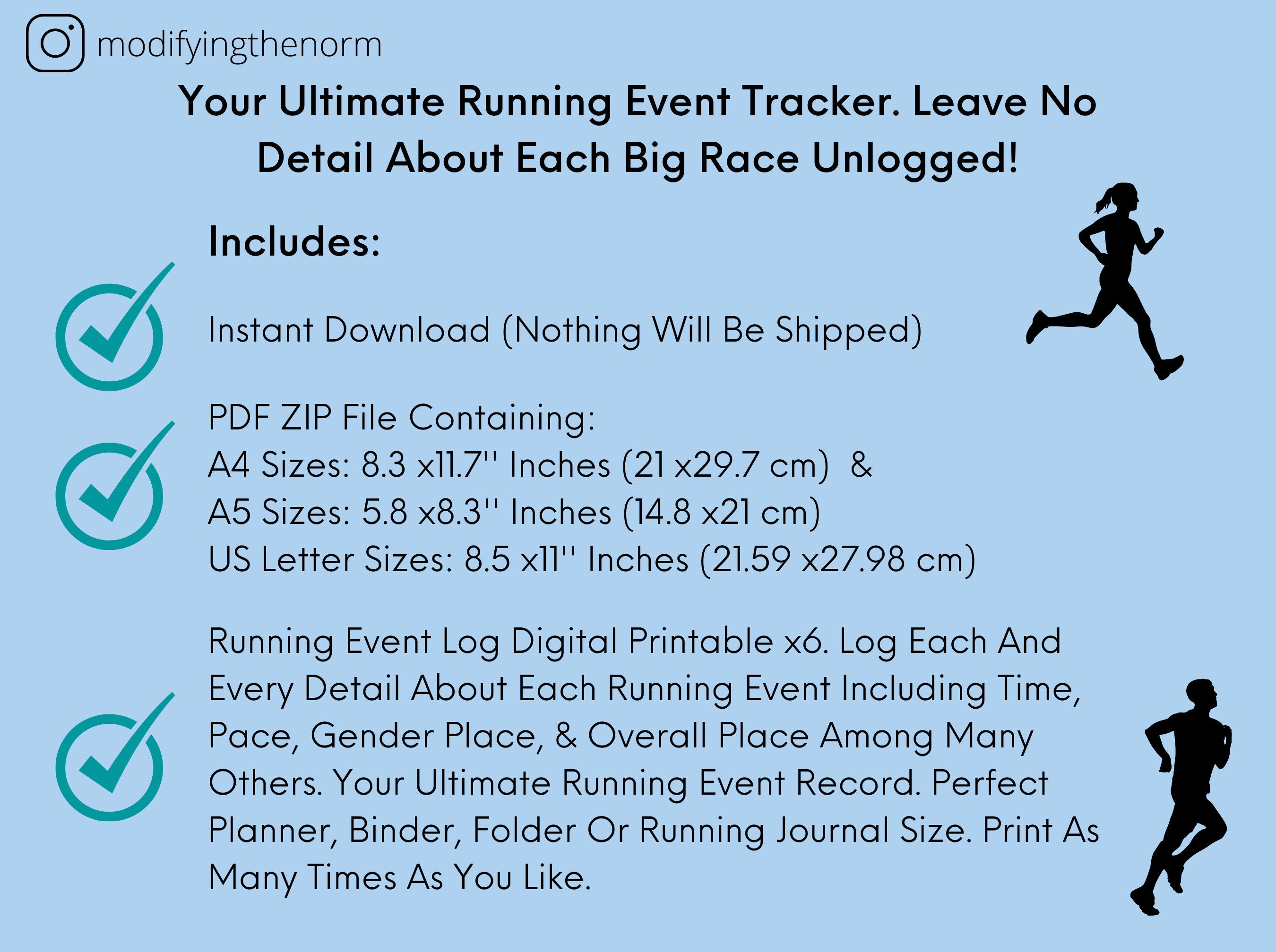 Running Event Log, Running Tracker Printable, Race Log for Runner ...