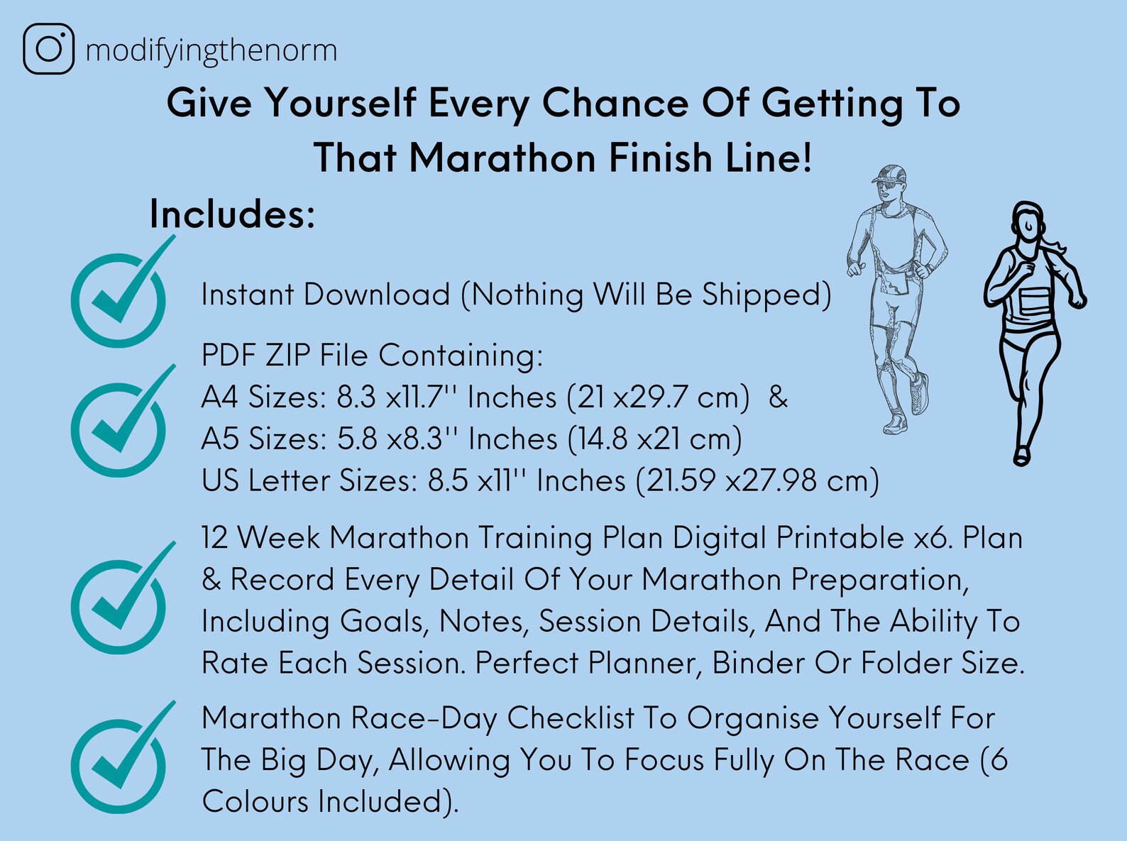 12 Week Marathon Training Plan, Checklist for Marathon, Runner Training ...
