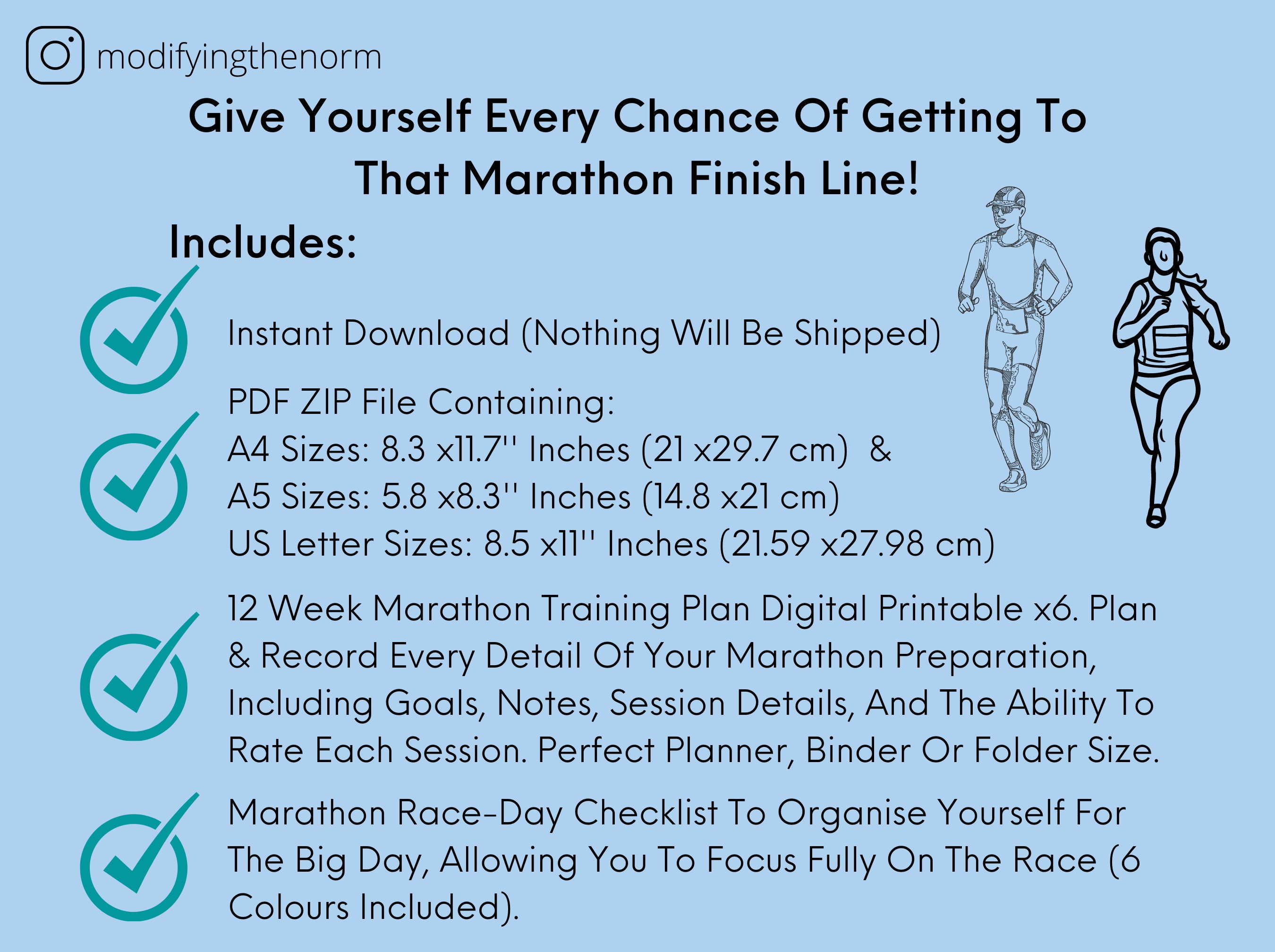 12 Week Marathon Training Plan, Checklist for Marathon, Runner Training ...