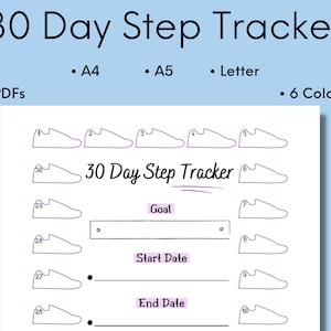 30 Day Step Tracker Printable, Step Count Challenge, Walking Tracker ...