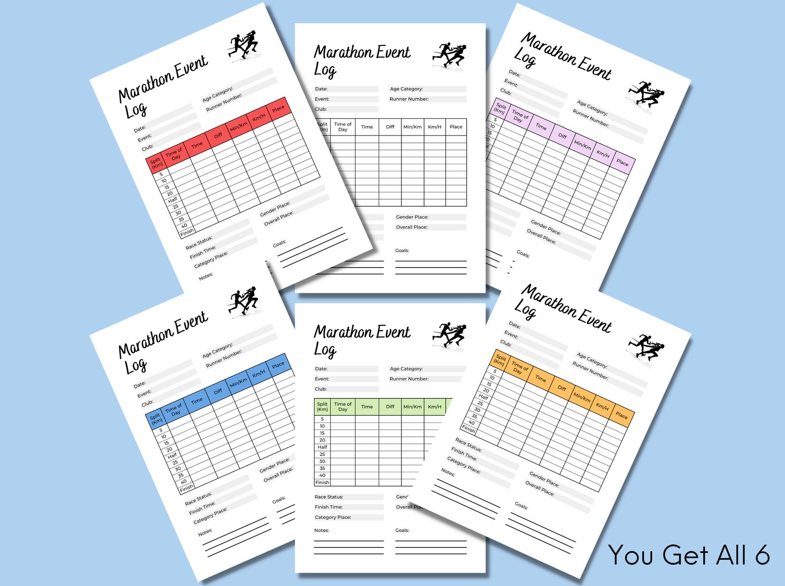 Marathon Tracker Printable, Running Log, Race Log for Marathon ...