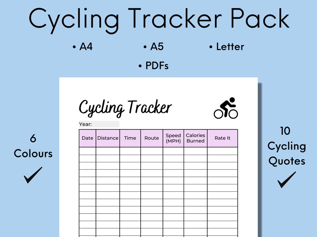 Cycling Tracker Printable, Biking Log, Gift for Cyclist, Inspirational ...