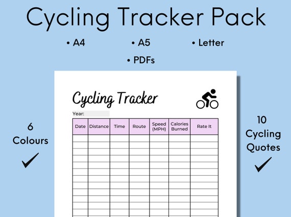 Cycling Tracker Printable Biking Log Gift for Cyclist - Etsy