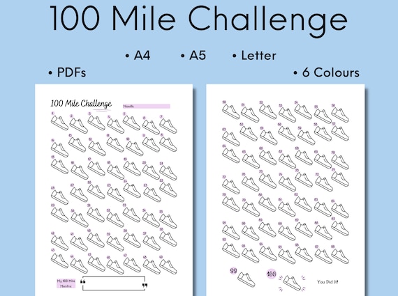 100 Mile Challenge Printable Walking or Running Challenge | Etsy