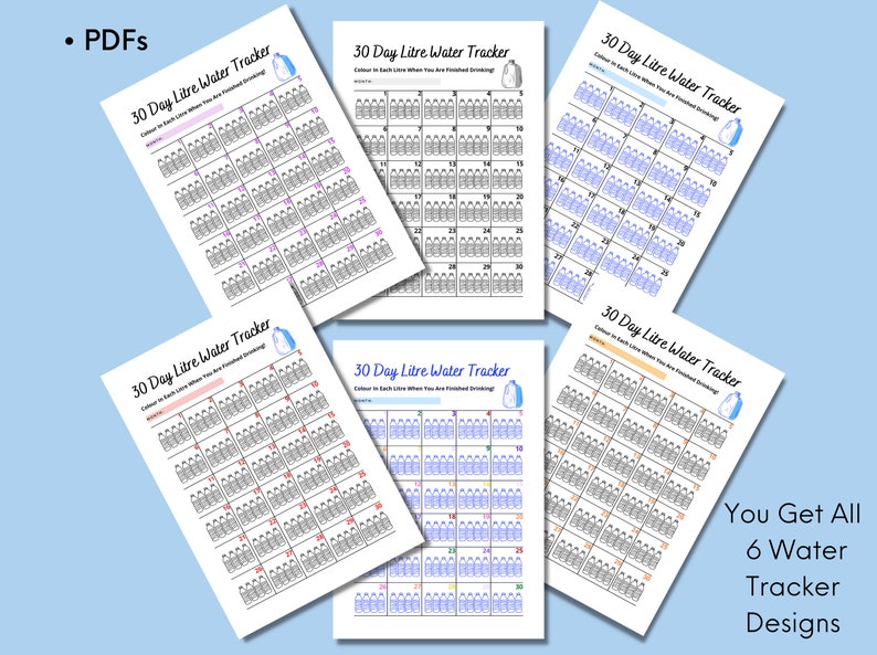 30 Day Step Tracker Printable, 30 Day Water Log, Water Intake Tracker ...