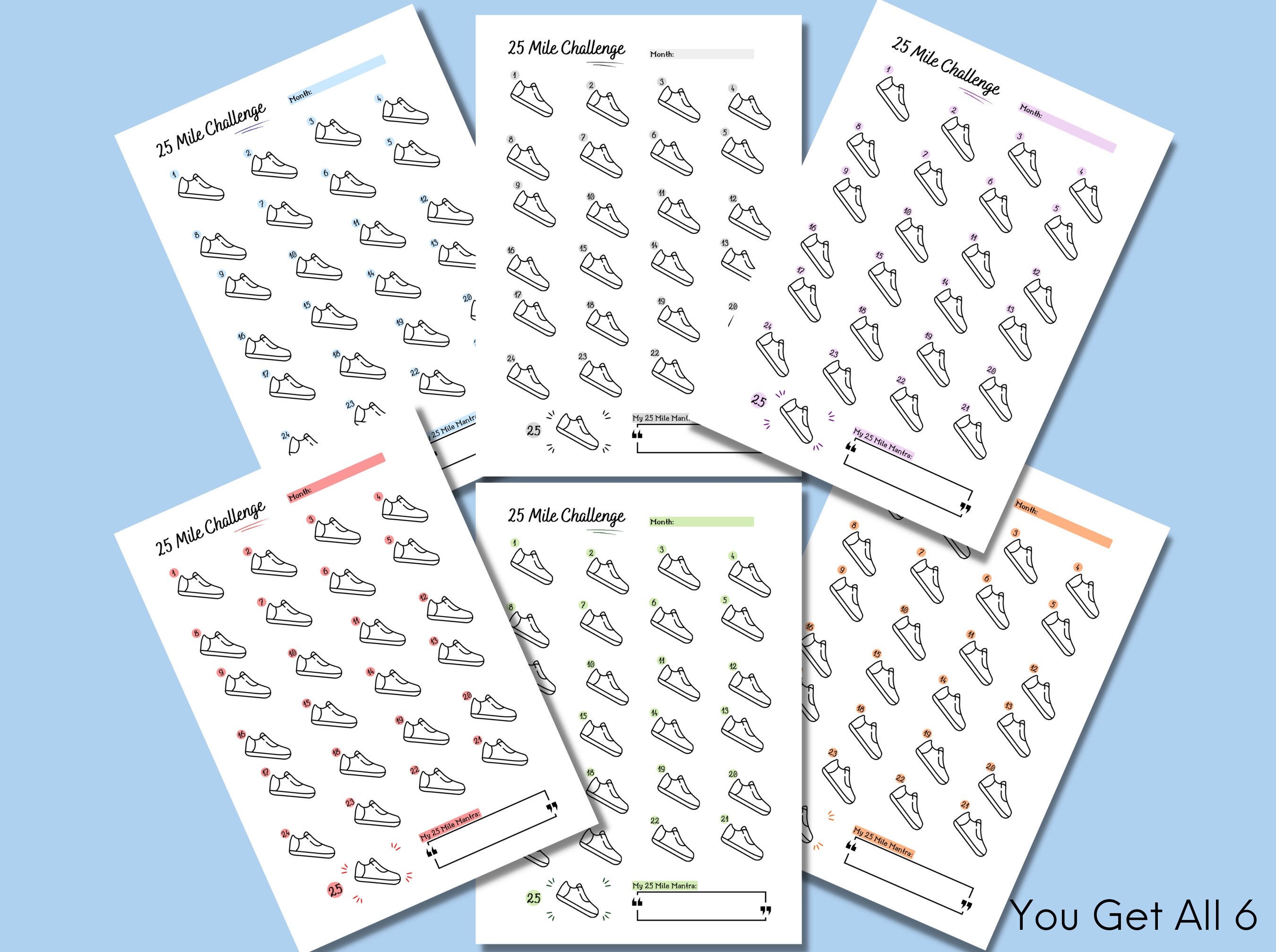 25 Mile Challenge Printable, Running or Walking Challenge Tracker ...