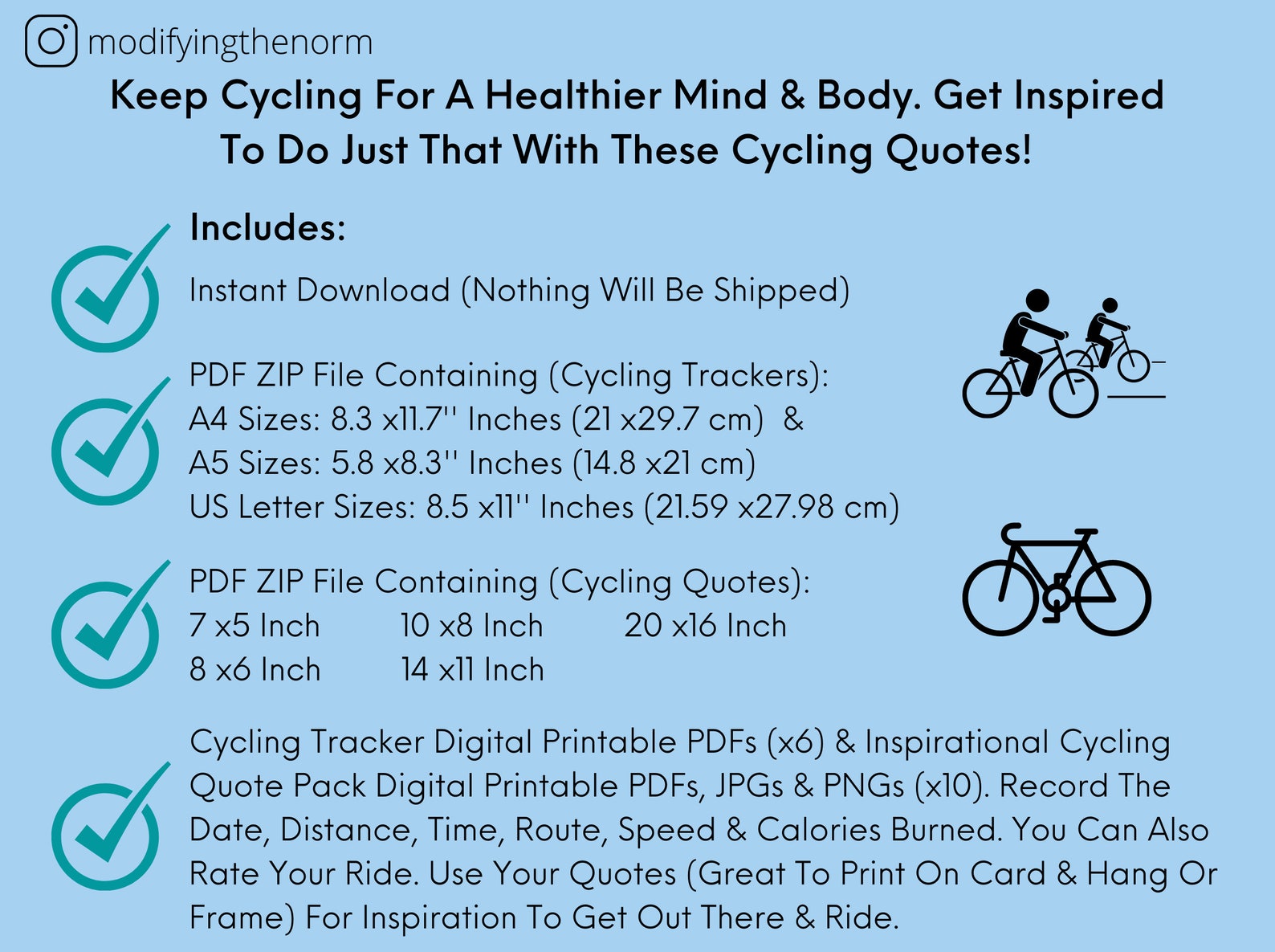 Cycling Tracker Printable, Biking Log, Gift for Cyclist, Inspirational ...