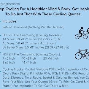 Cycling Tracker Printable, Biking Log, Gift for Cyclist, Inspirational ...