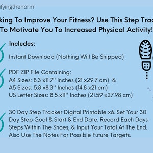 30 Day Step Tracker Printable, Step Count Challenge, Walking Tracker ...