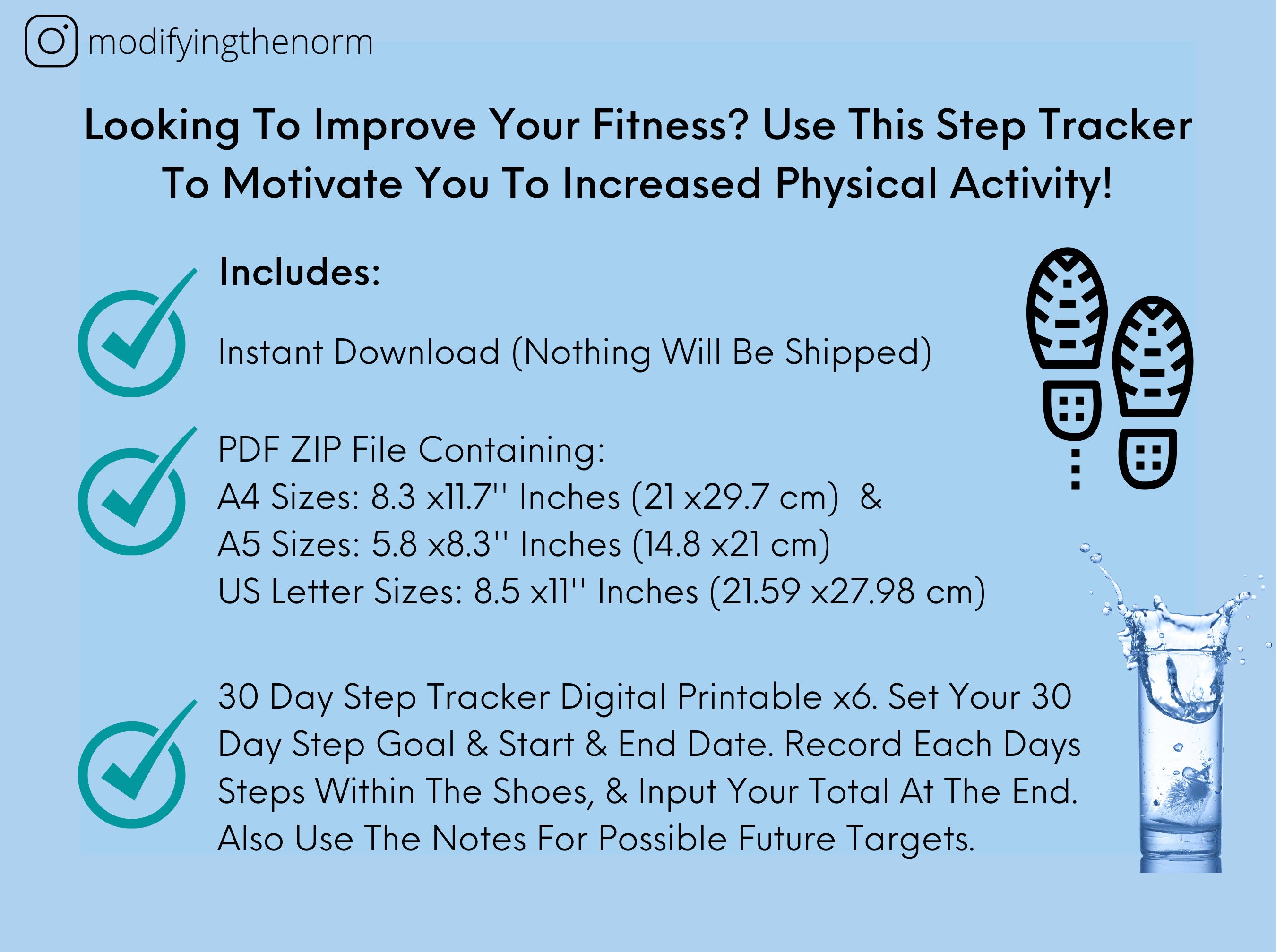 30 Day Step Tracker Printable, Step Count Challenge, Walking Tracker ...