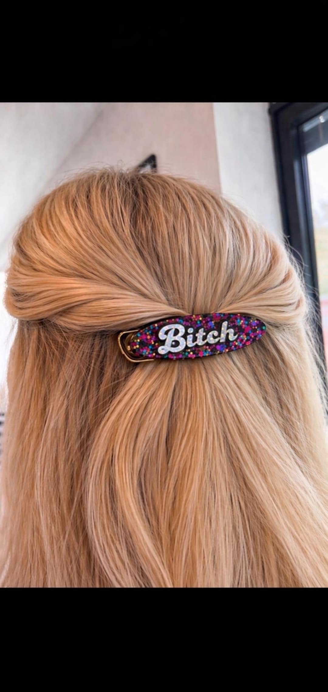 Custom Glitter Resin Hair Clip | Name Barrette, Disco Style Accessory ...