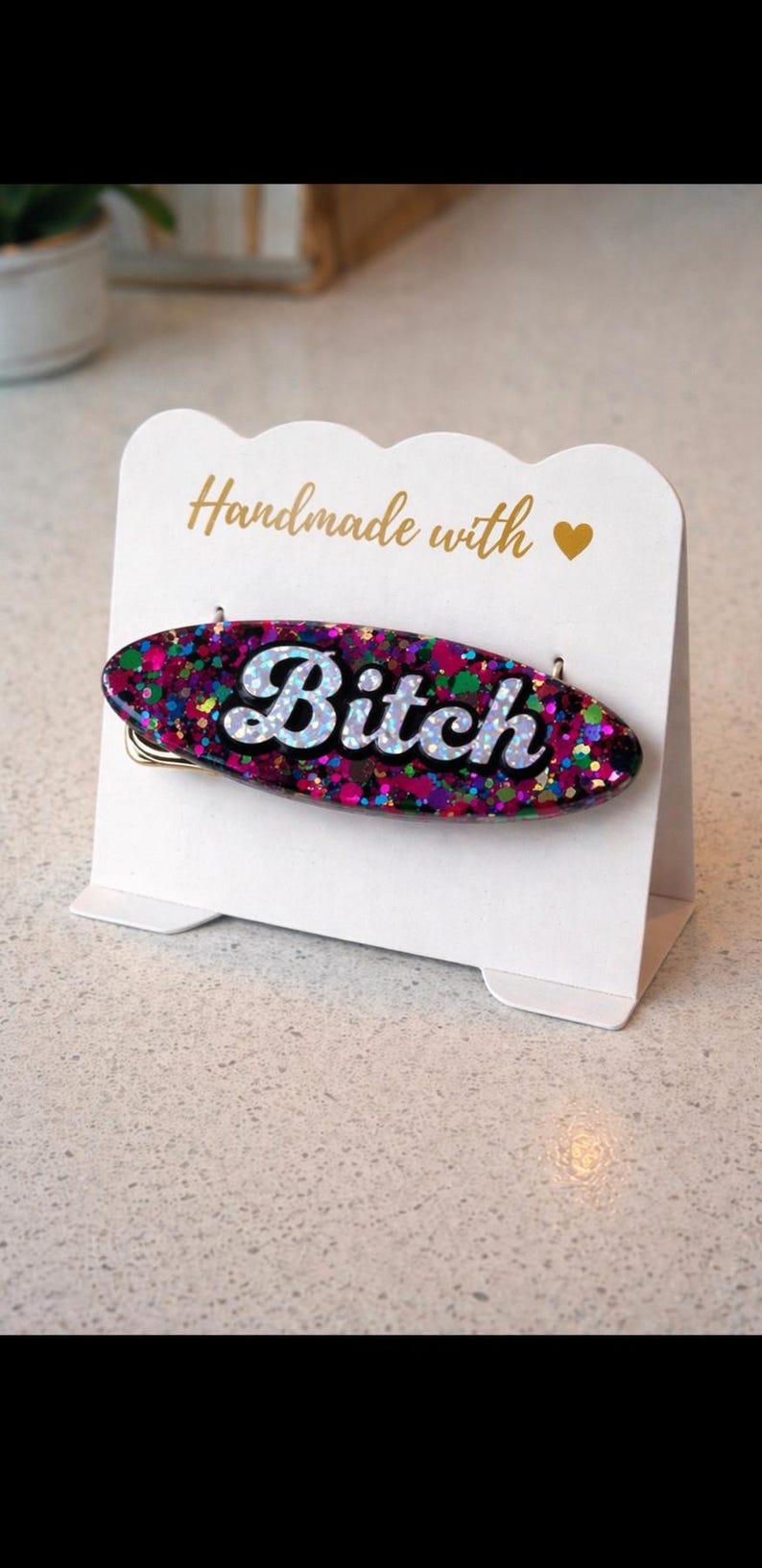 Custom Glitter Resin Hair Clip | Name Barrette, Disco Style Accessory ...