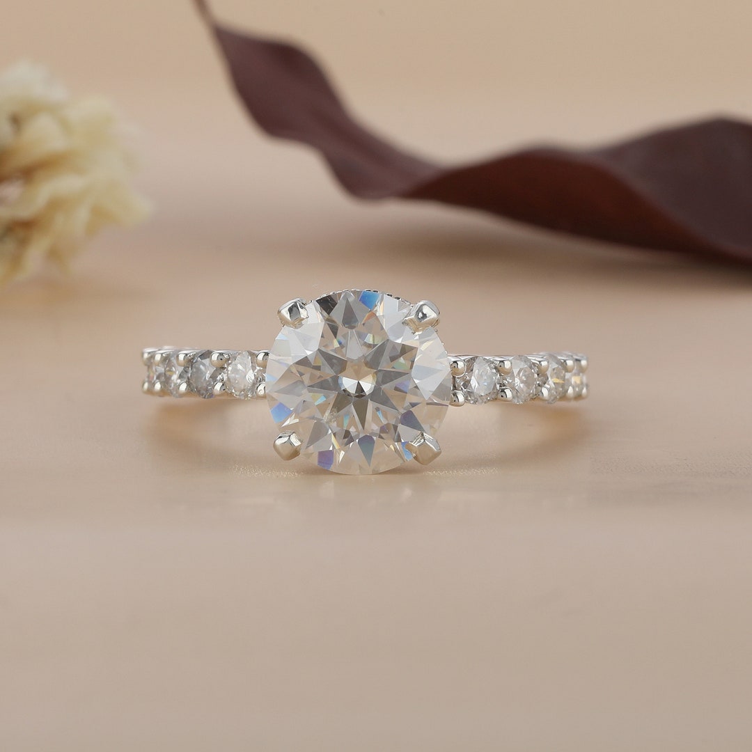 Round Cut Hidden Halo Engagement Ring 925 Sterling Silver - Etsy