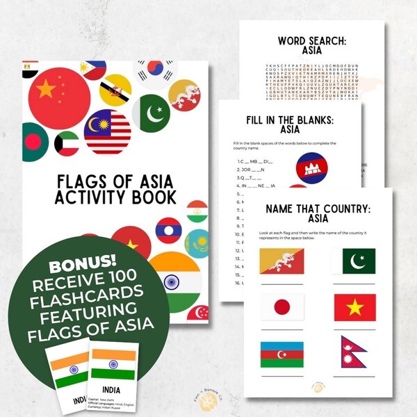 Digital Map of All Asian Countries With Their Flags and Their Capital ...