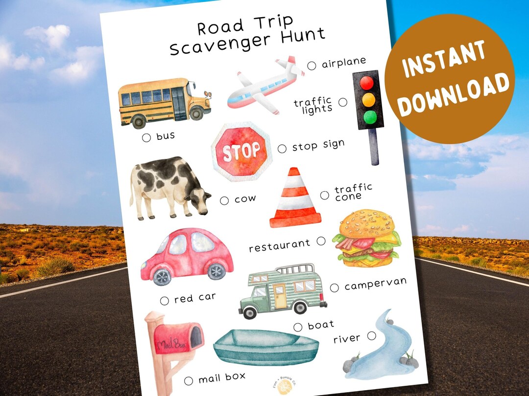 Road Trip Scavenger Hunt | Vacation Scavenger Hunt | Road Trip ...